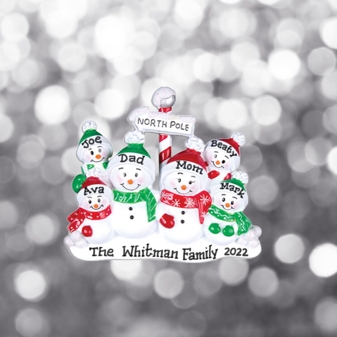 6 Snowman North Pole Family - Family of Six - Grandkids- Best Friends ...