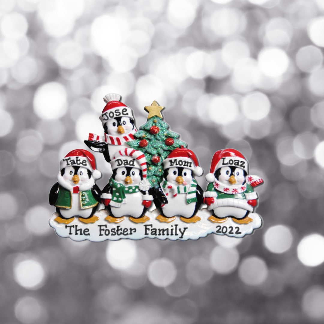 5 Penguins in Santa Hats - Family of Five - Grandkids - Best Friends ...
