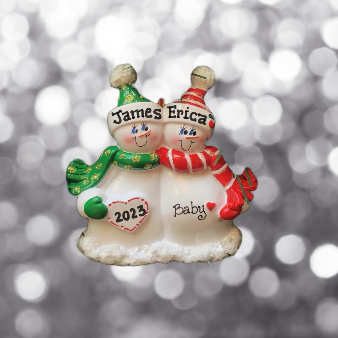 Pregnant Snowman Couple - Personalized Christmas Ornament- We Are ...