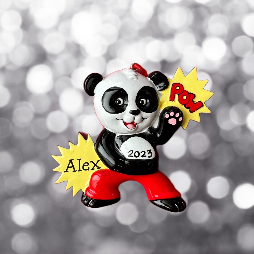 Karate- Panda Bear - Pow- Personalized Christmas Ornament - Etsy