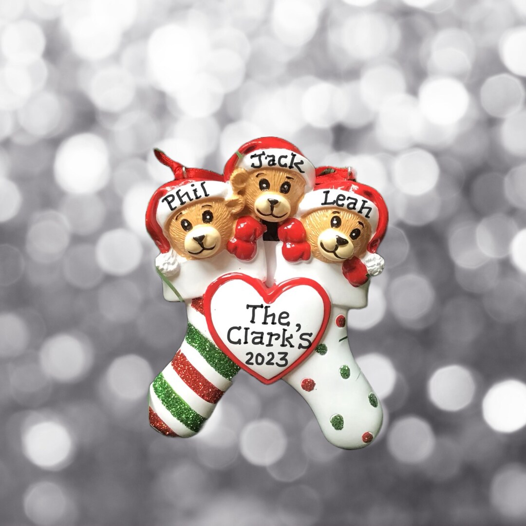 3 Bears in Santa Hats - Family of Three- Three Stockings- Triplets ...