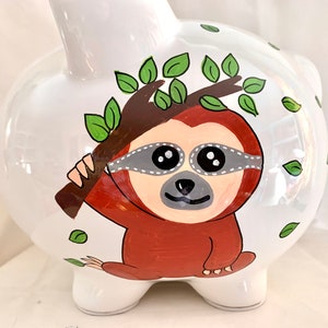 Sloth Personalized Hand Painted Large Piggy Bank- Baby Boy,newborns ...