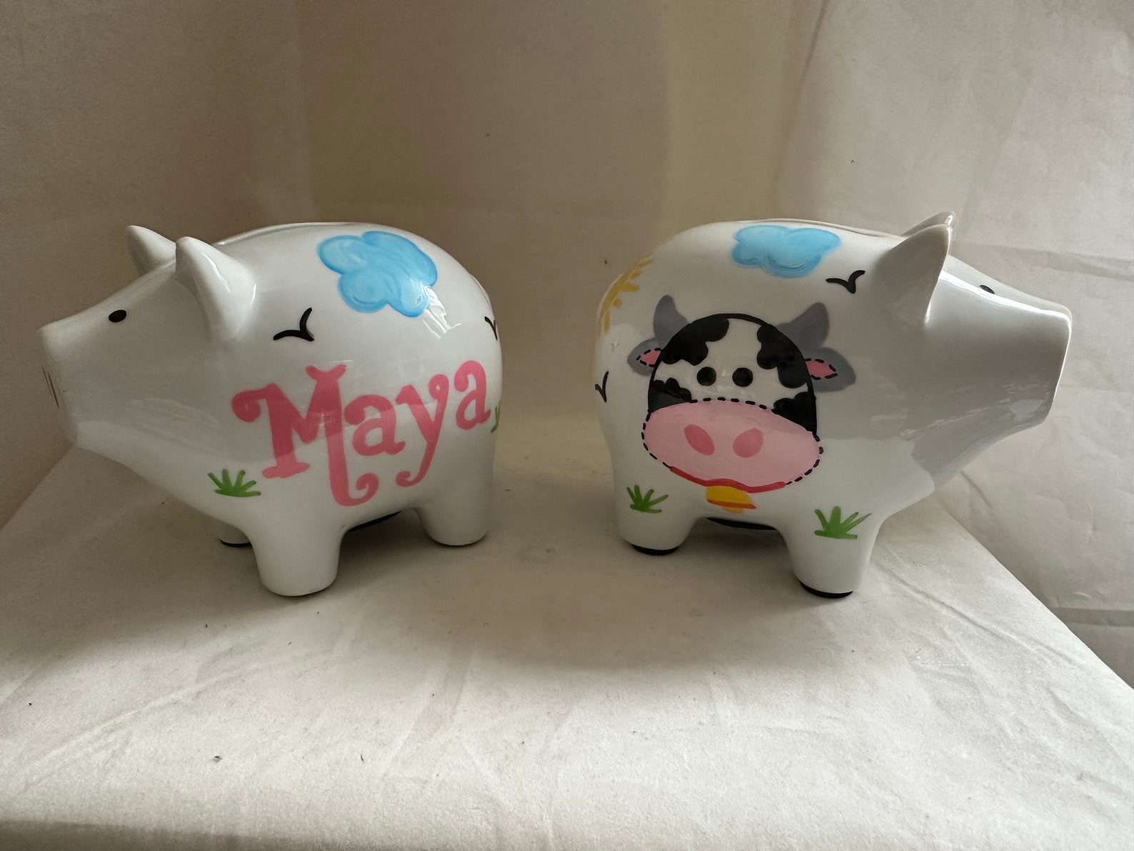 Personalized Hand Painted Farm Animals Piggy Banks Party Favors- Cow ...