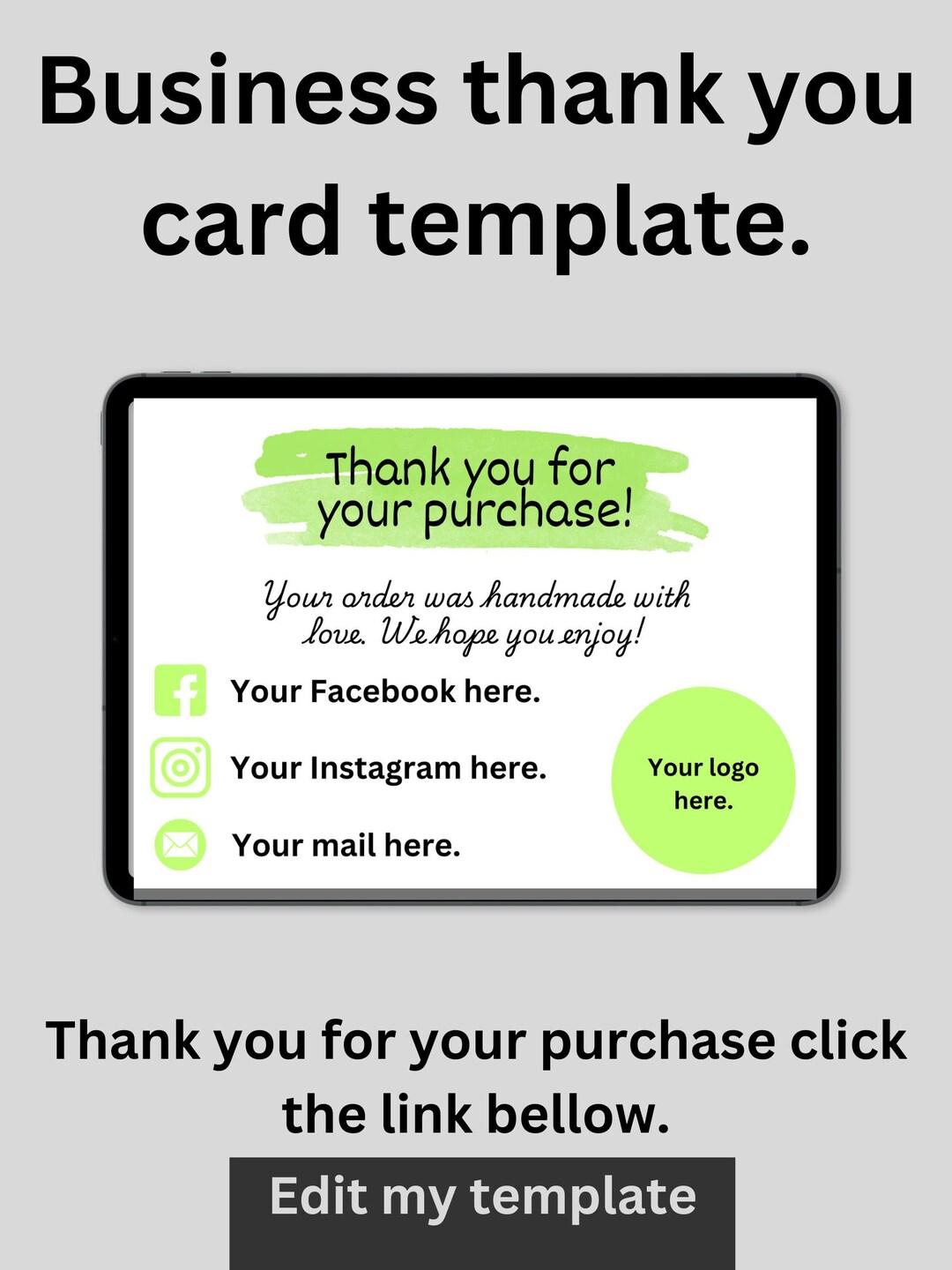 Thank You for Your Order Cards - Small Business Thank You Business ...
