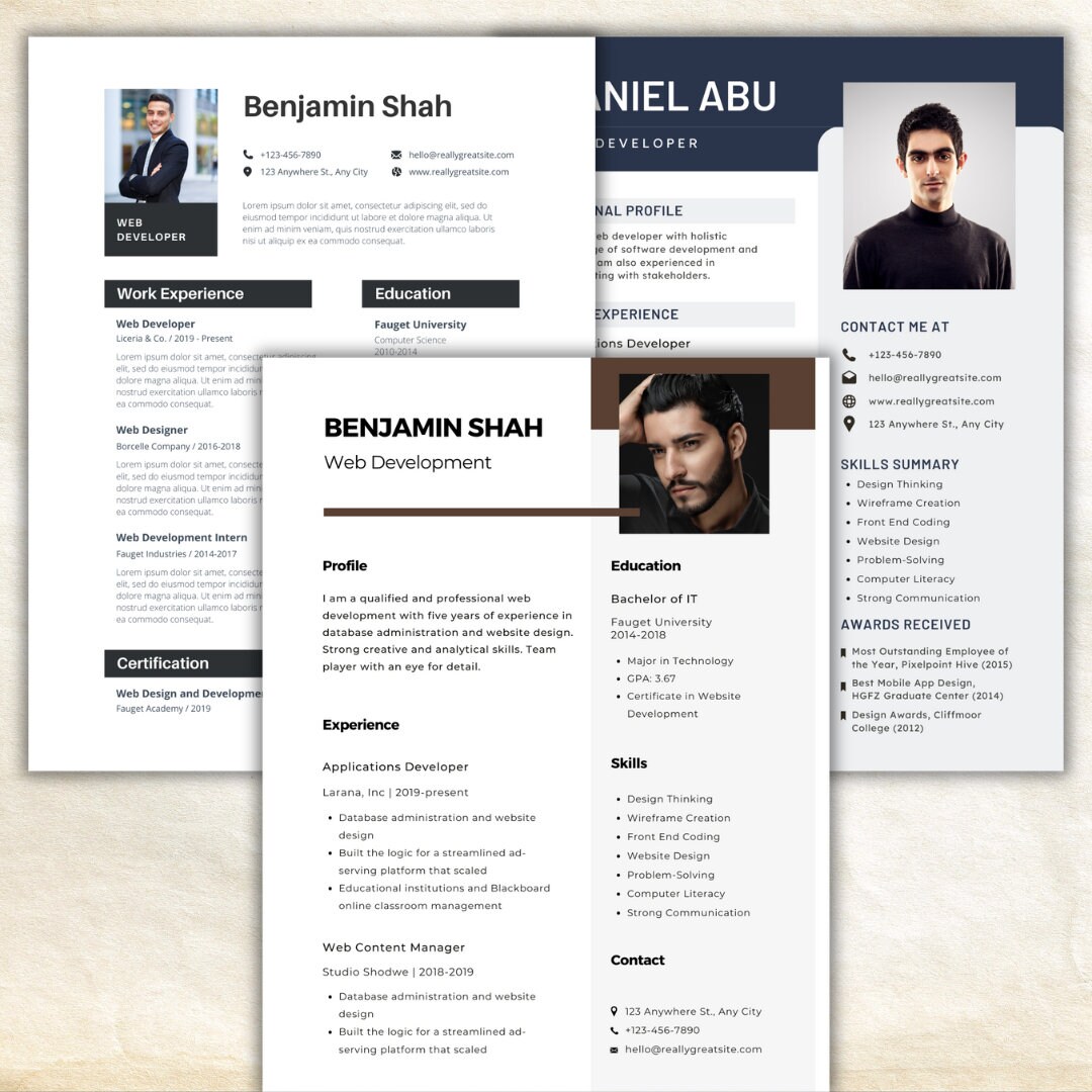 Bundle,multiple,resumes,minimalist CV Resume Template,clean Resume ...