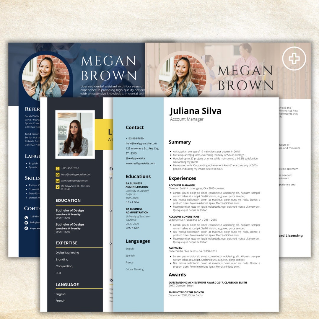 Bundle,multiple, Resumes,minimalist CV Resume Template, Clean Resume ...