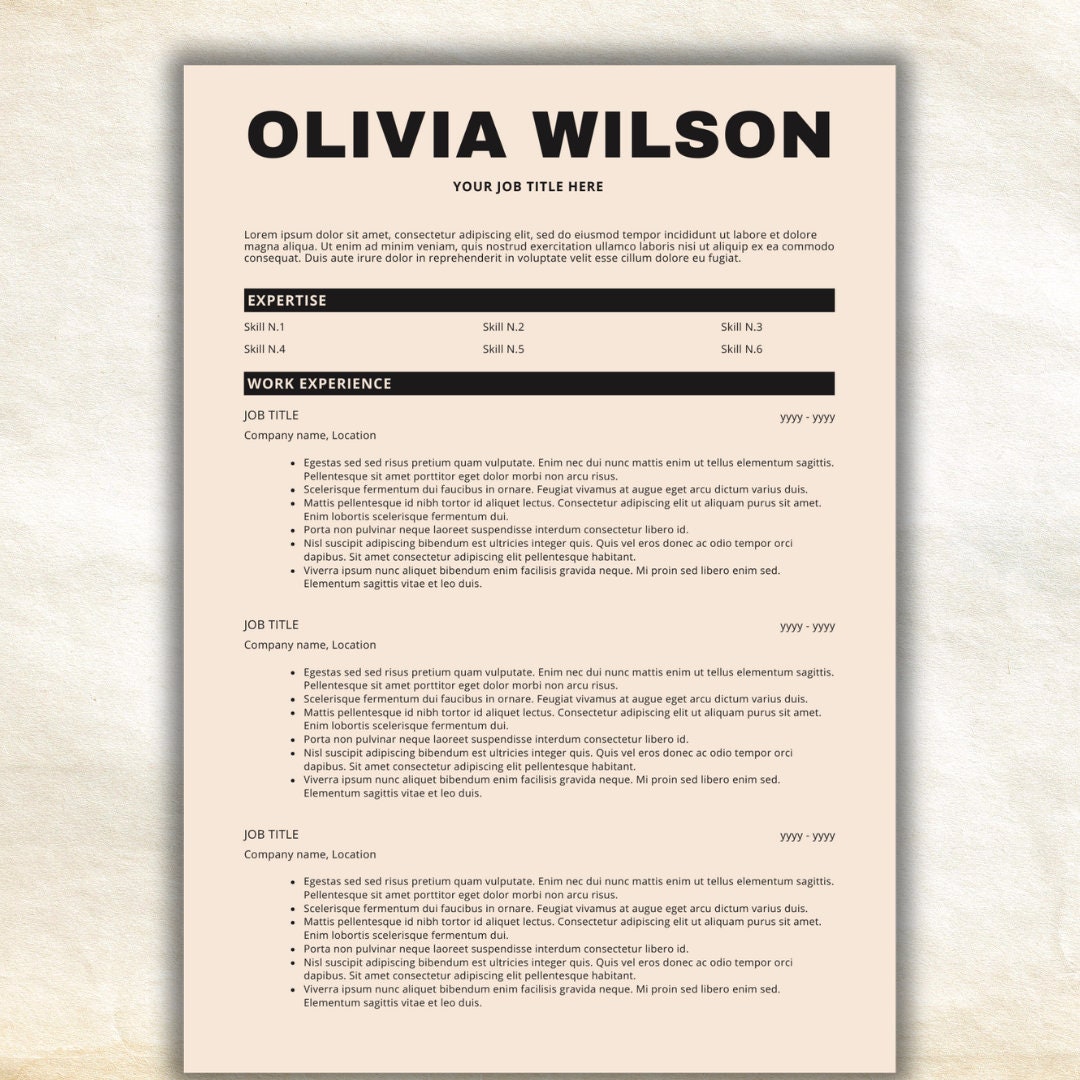 Minimalist CV Resume Template, Clean Resume, Executive Resume,, Modern ...