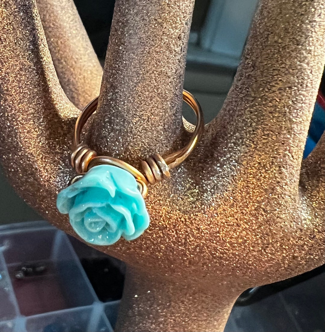 Blue Rose Ring - Etsy