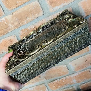 Vintage Filigree Gold Tissue Box Ornate 1960s Lace Like Country Shabby ...