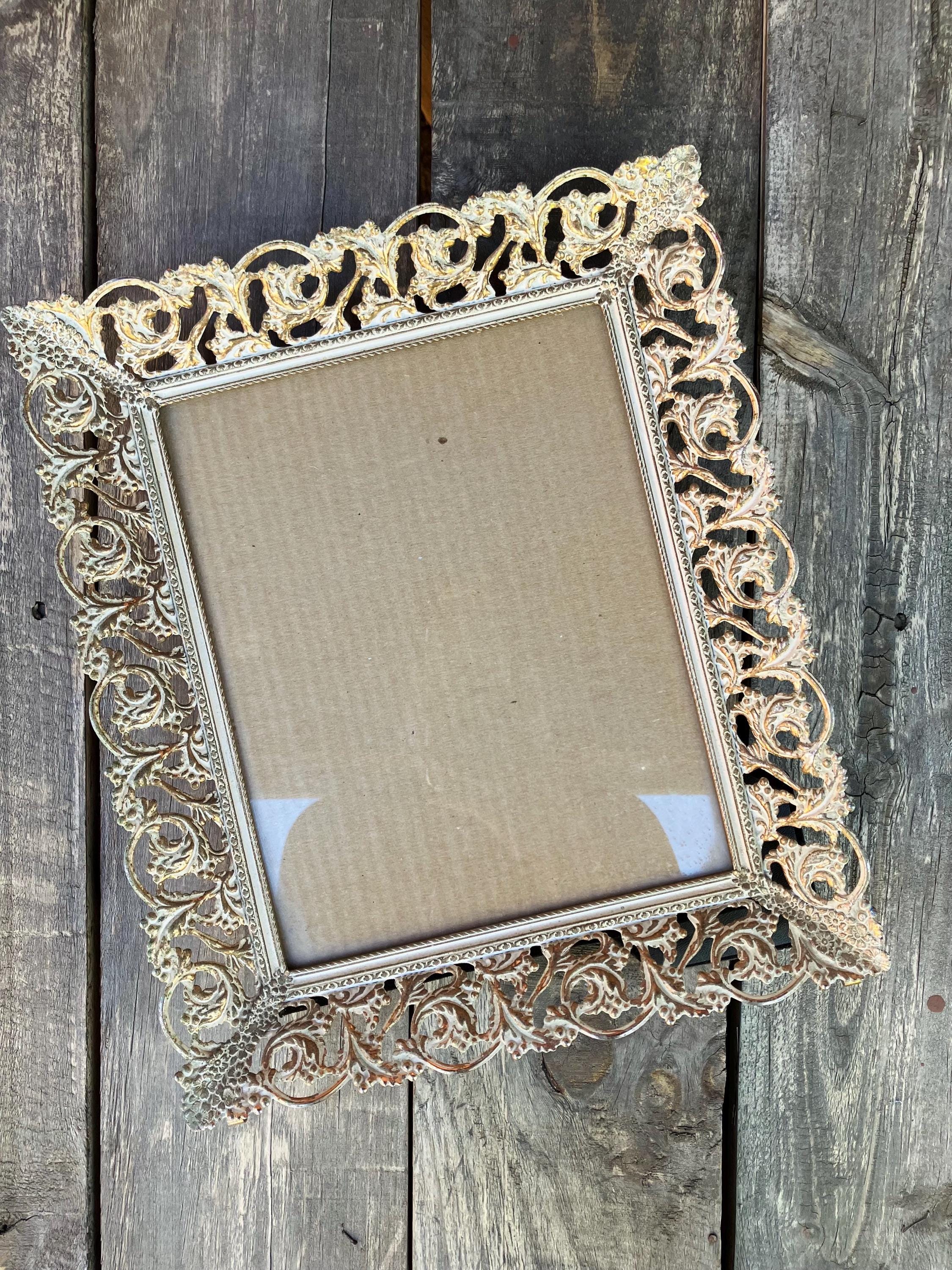 Vintage Filigree Gold Frame Ornate 1960s Lace Like Country Shabby Chic ...