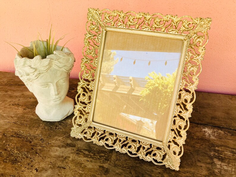 Vintage Filigree Gold Frame Ornate 1960s Lace Like Country Shabby Chic ...