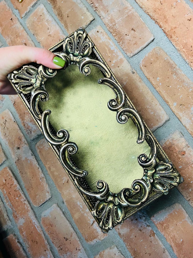 Vintage Filigree Gold Tissue Box Ornate 1960s Lace Like Country Shabby ...