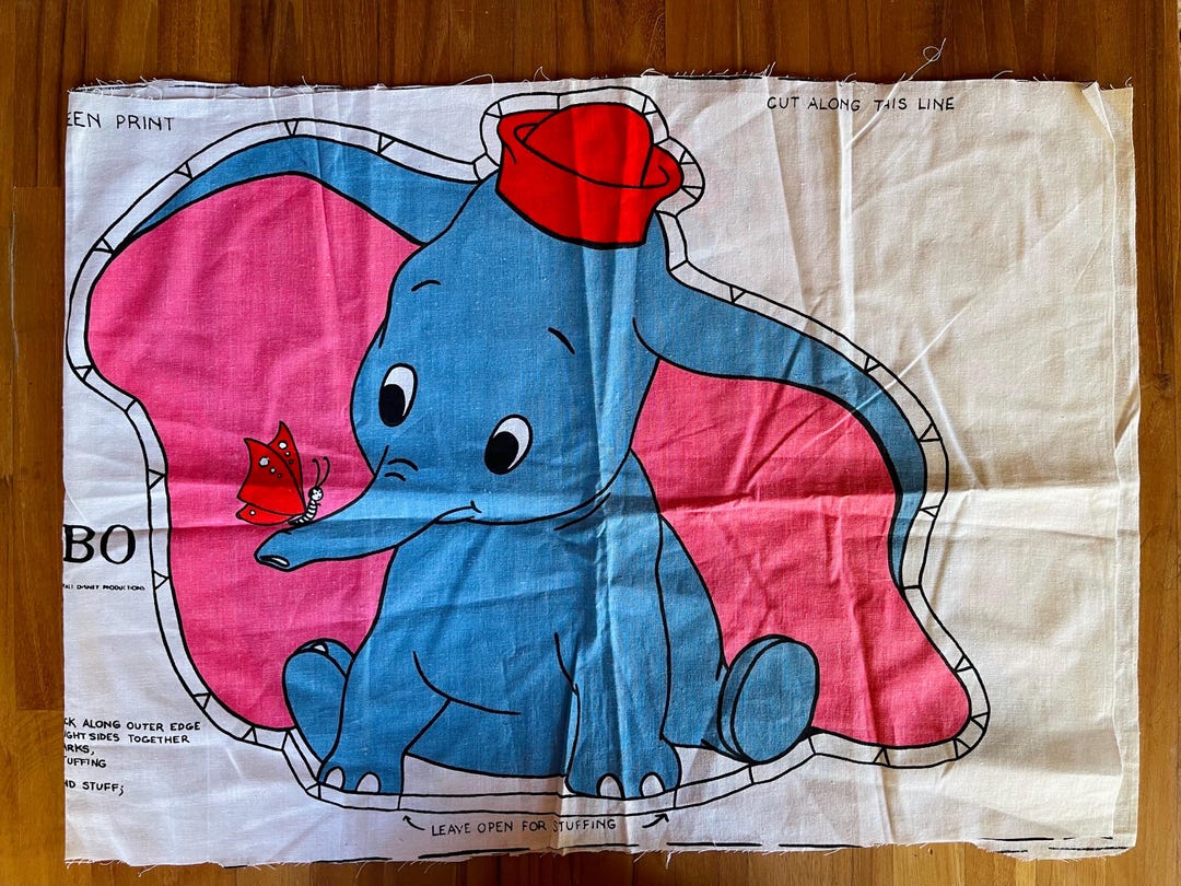 Vintage Dumbo Fabric Panel Cotton - Etsy