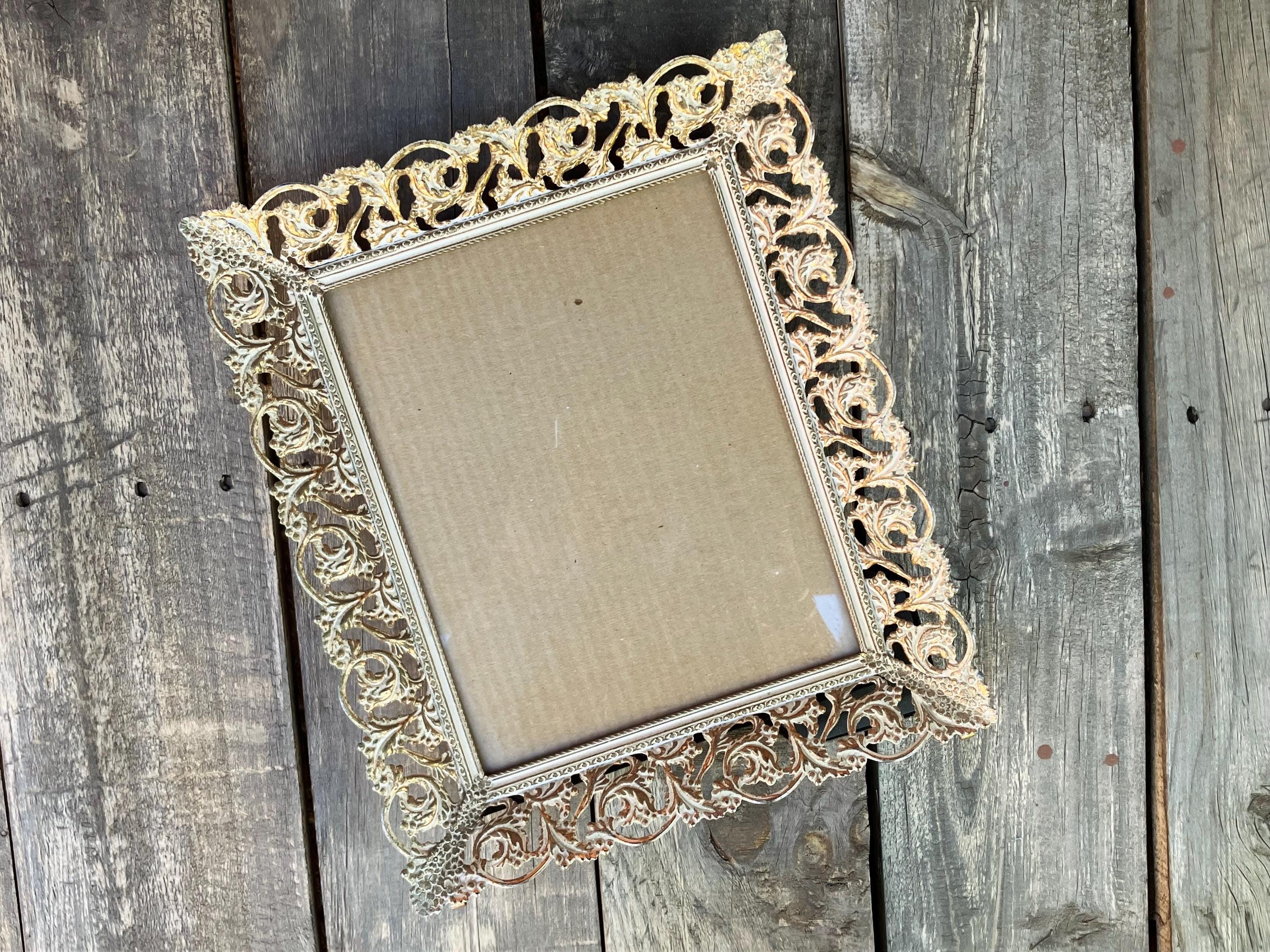 Vintage Filigree Gold Frame Ornate 1960s Lace Like Country Shabby Chic ...