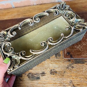 Vintage Filigree Gold Tissue Box Ornate 1960s Lace Like Country Shabby ...