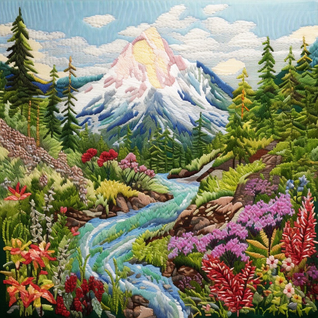 Mountains in Needle Point-digital Download - Etsy