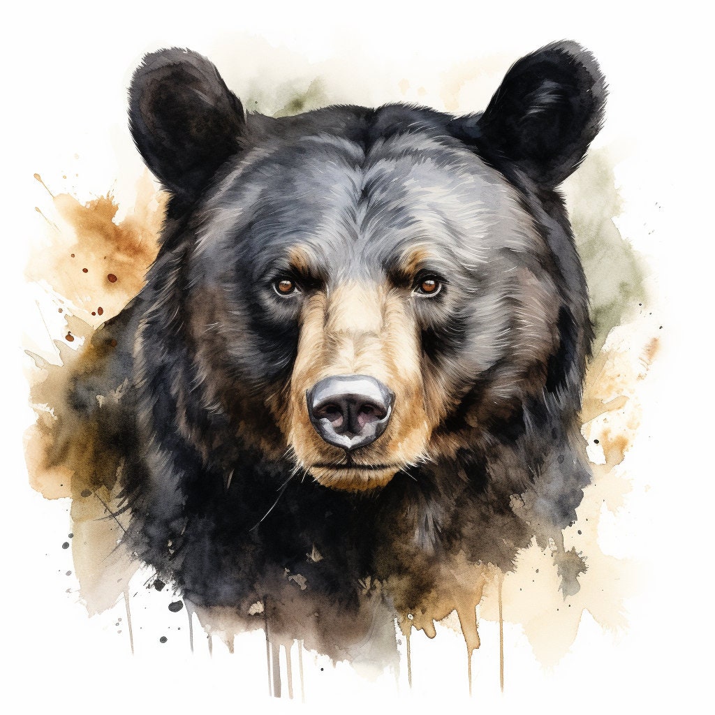 Black Bears in Watercolor-digital Images - Etsy