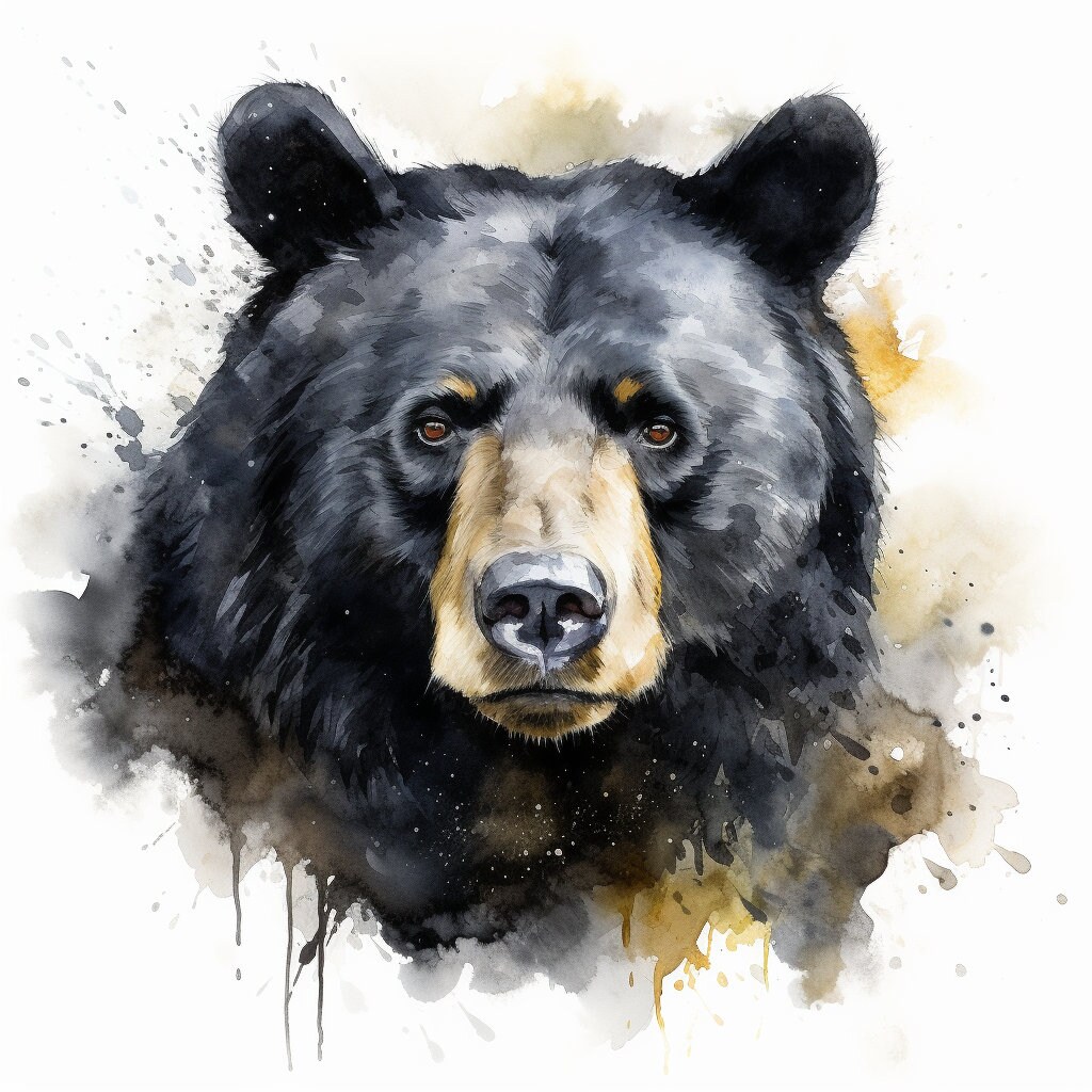 Black Bears in Watercolor-digital Images - Etsy