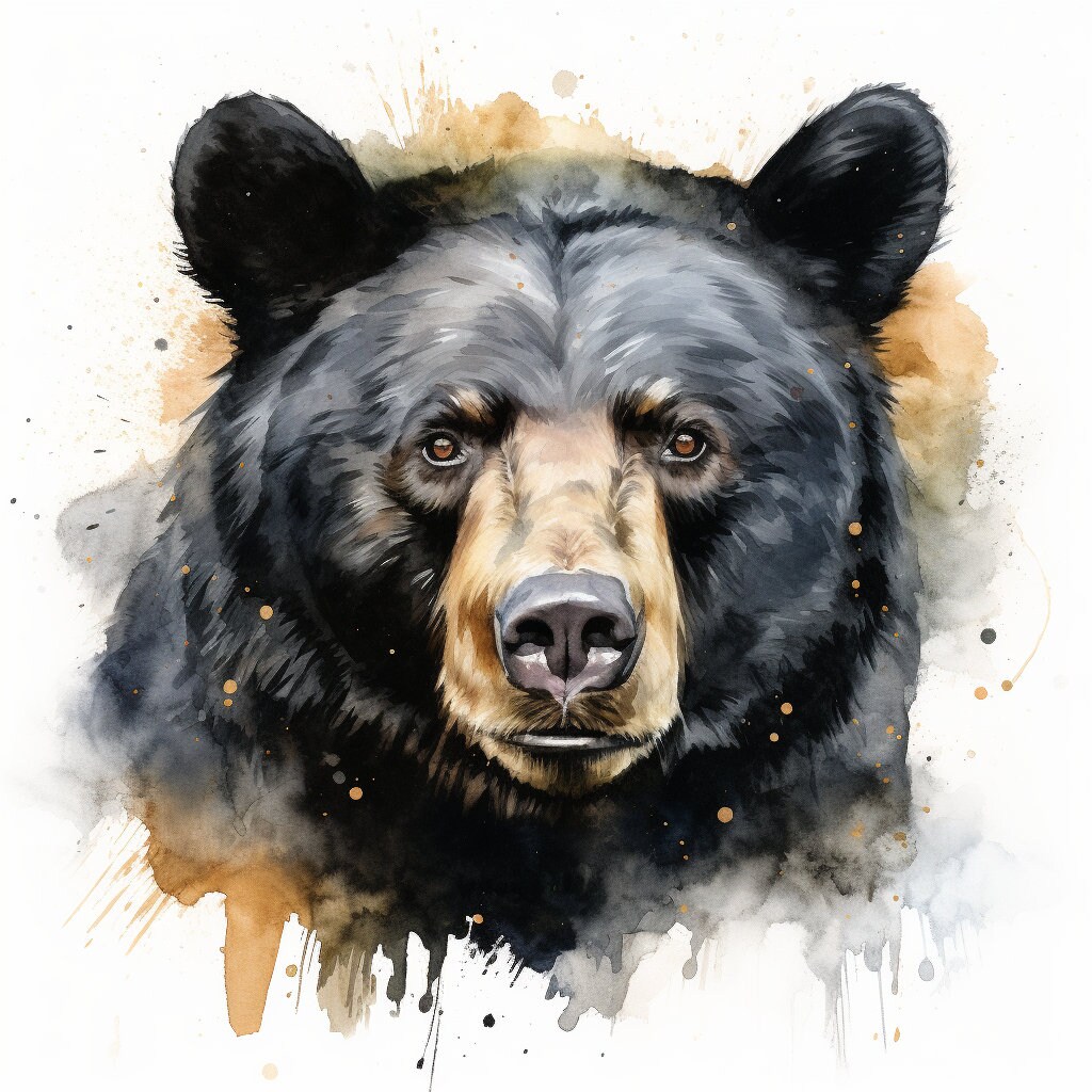 Black Bears in Watercolor-digital Images - Etsy