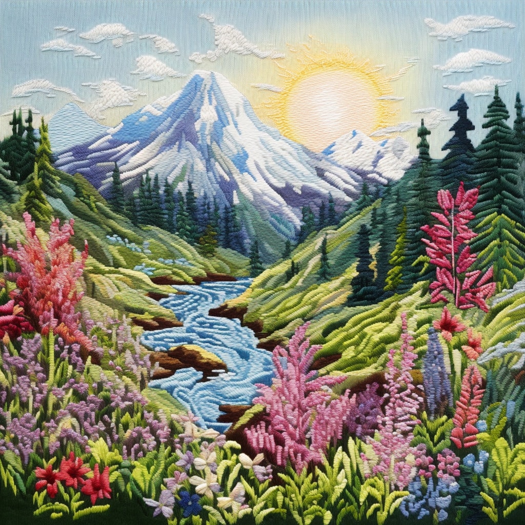Mountains in Needle Point-digital Download - Etsy