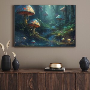 Magical Forest 'toadstool Twilight' Wall Art. Digital Download. - Etsy