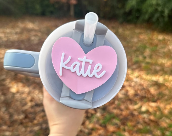 20oz 30oz 40oz Pink Heart Stanley Tumbler Name Plate, Name Tag ...