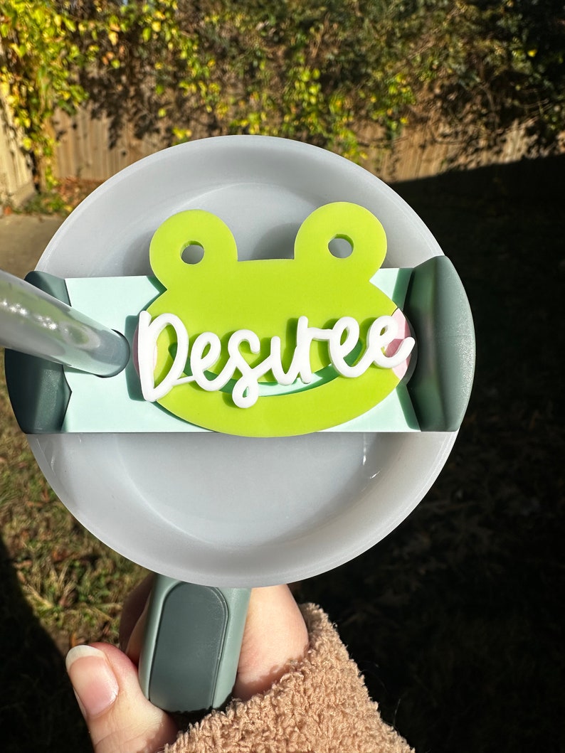 Frog Stanley Topper Cute Frog Stanley Topper Custom Nameplate Stanley ...