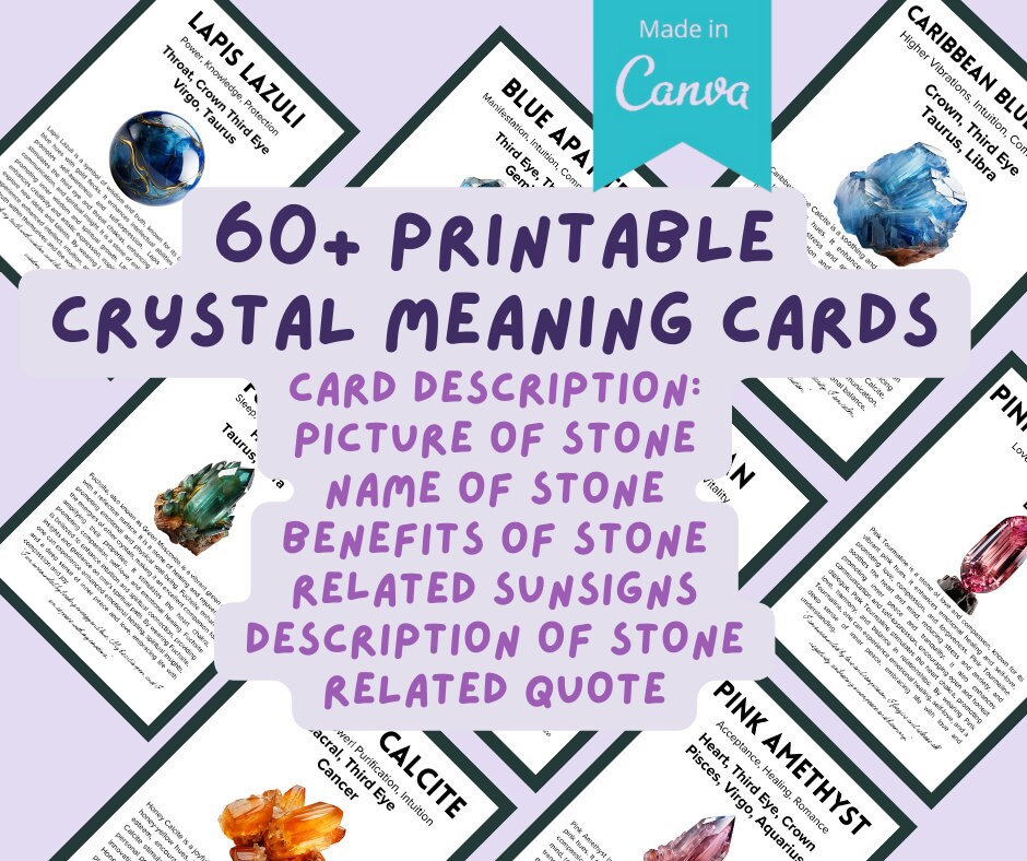 Crystal Meaning Cards Printable Gemstone Meaning Cards - Etsy Canada