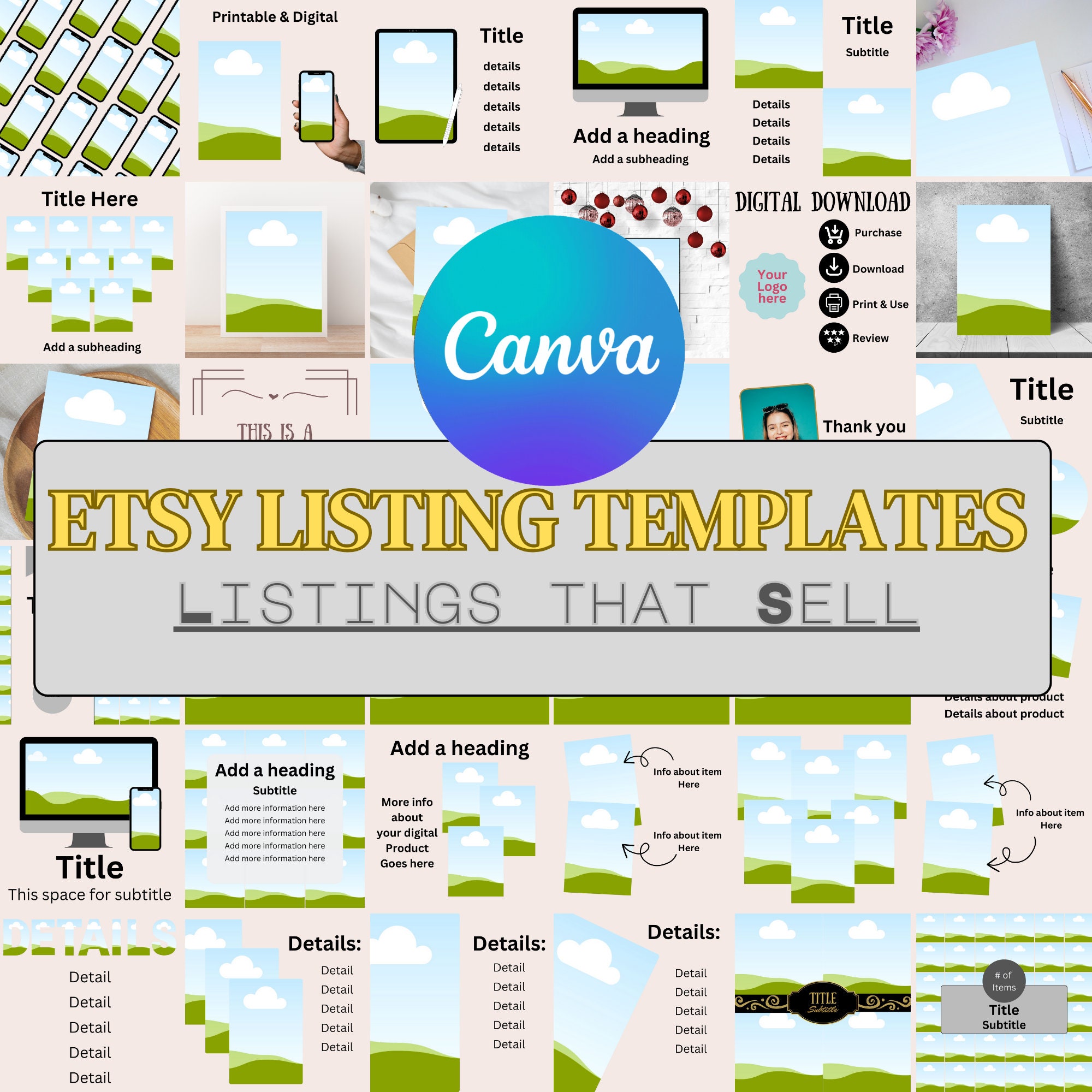 Etsy Listings Mockups. Digital Products Mockups. Canva Editable ...