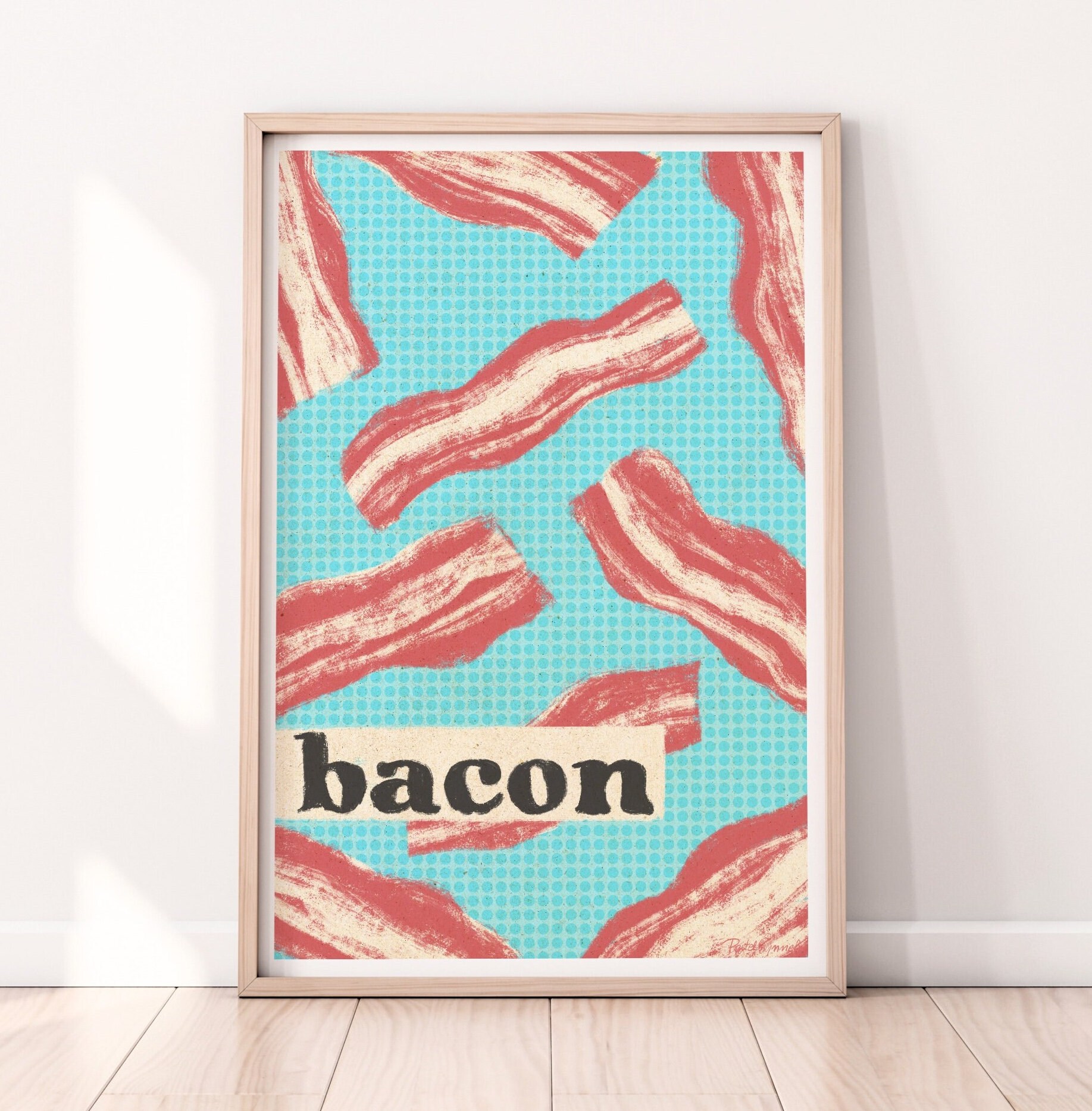 Bacon Hand Drawn Pop Art Kitchen Poster Home Decor Wall Maximalist ...