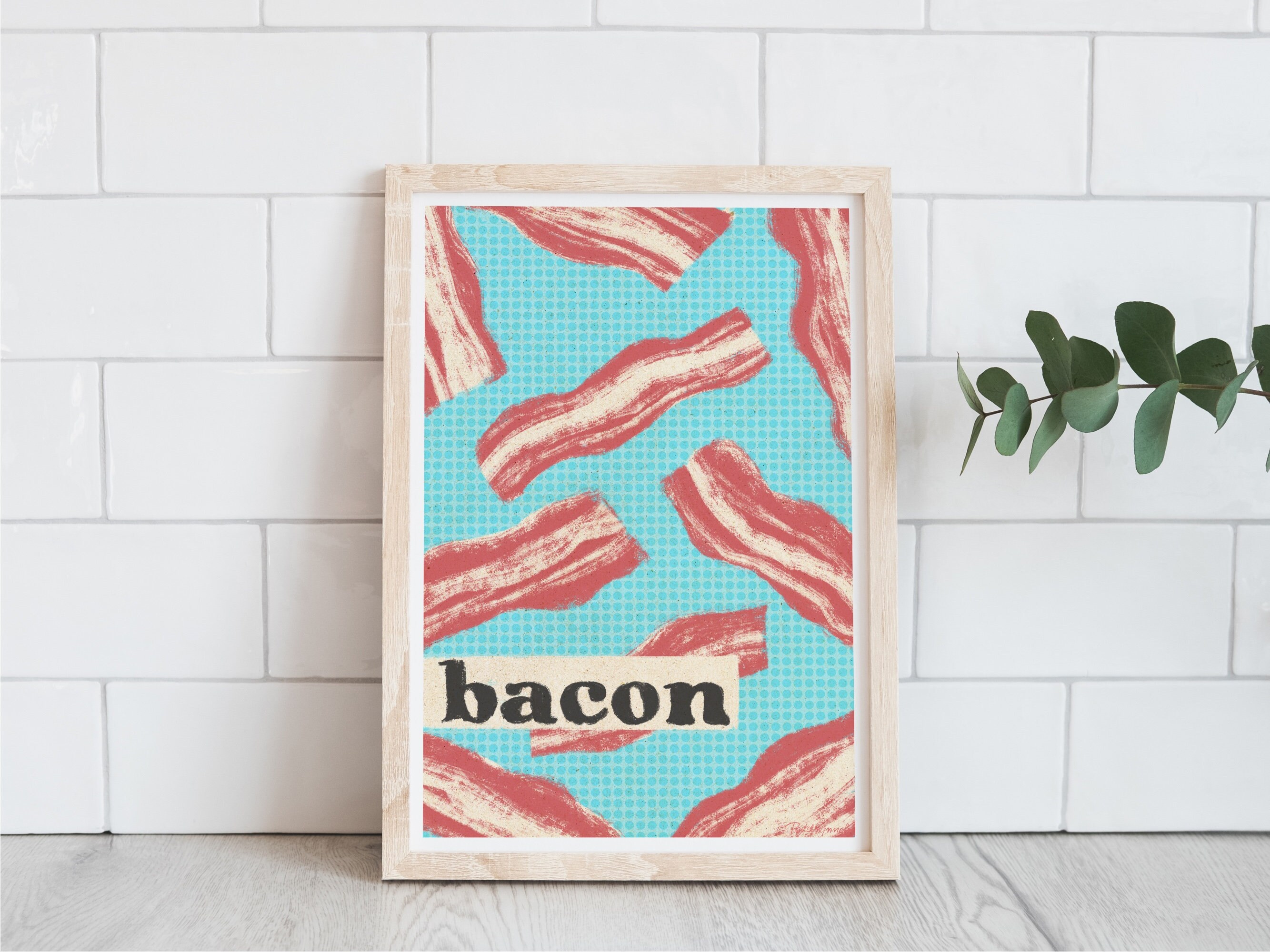Bacon Hand Drawn Pop Art Kitchen Poster Home Decor Wall Maximalist ...
