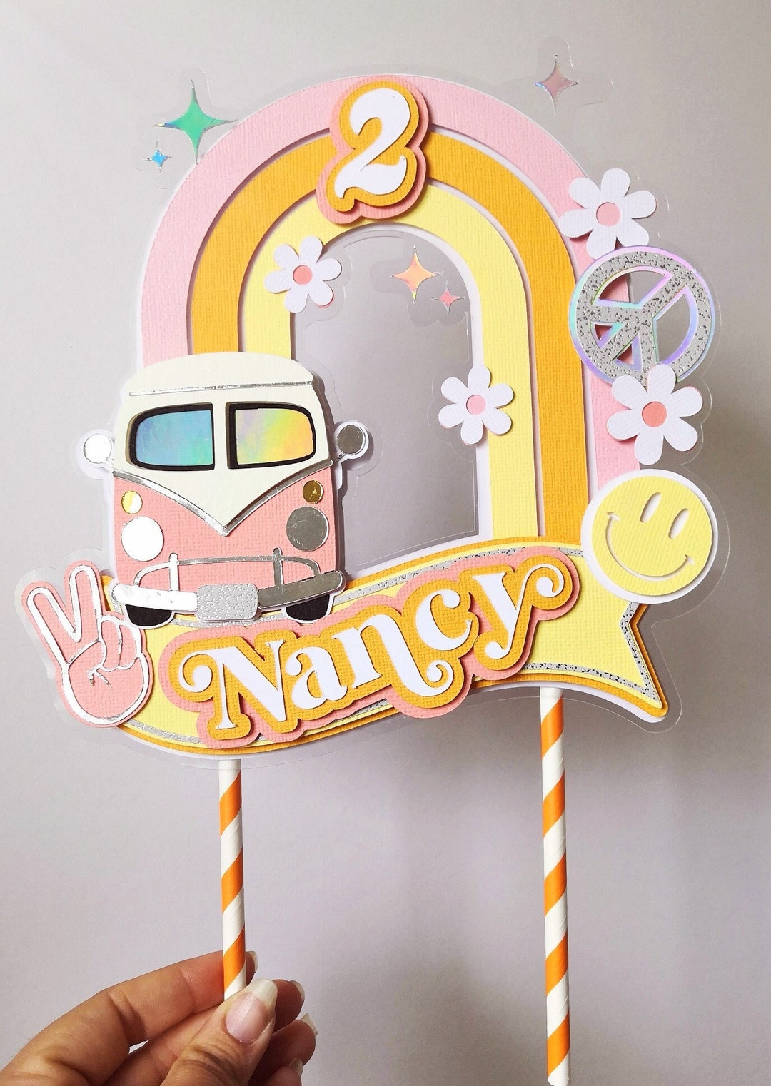 Groovy Cake Topper Hippie Cake Topper Rainbow Cake Topper - Etsy