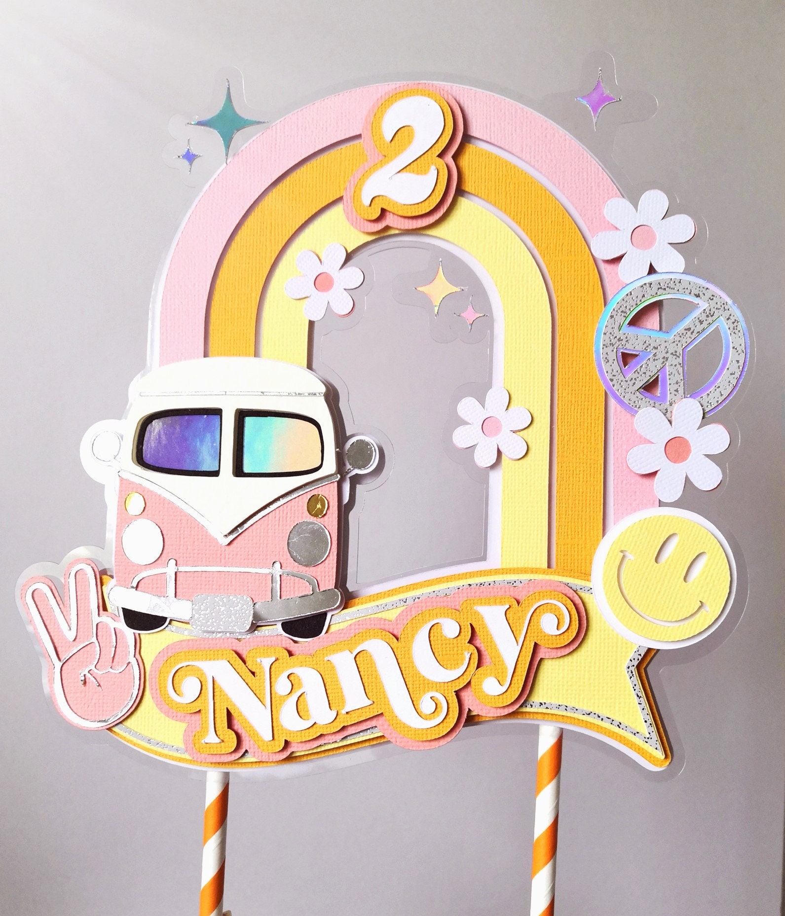 Groovy Cake Topper Hippie Cake Topper Rainbow Cake Topper - Etsy