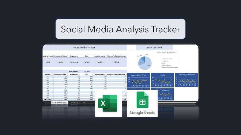 Social Media Analysis Tracker | Excel | Google Sheets | Analyze up to 8 ...