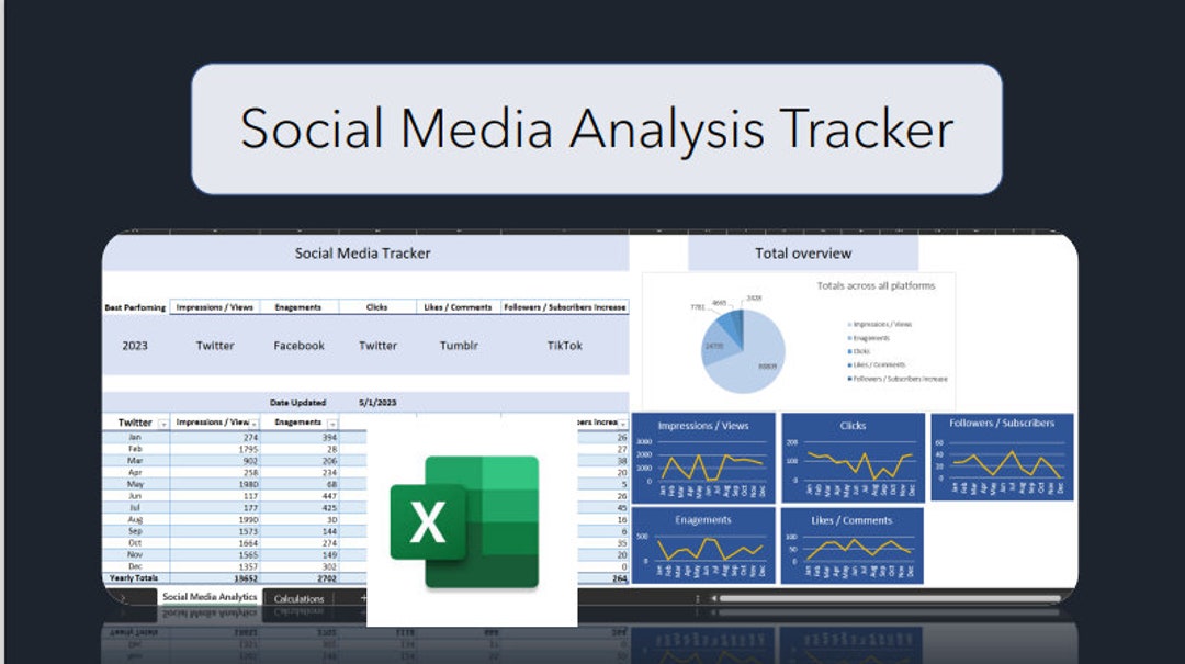 Social Media Analysis Tracker Excel Analyze up to 8 - Etsy
