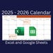 2025 - 2026 Calendar Template | Excel & Google Sheets - Etsy