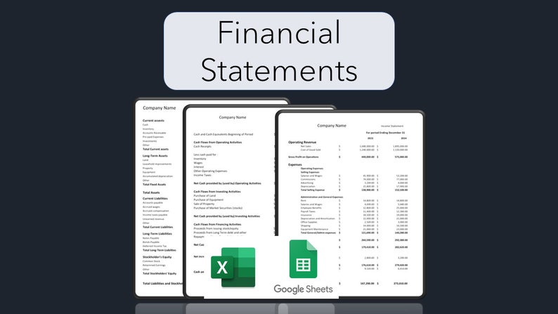 Financial Statements Bundle | Balance Sheet | Income Statement | Cash ...