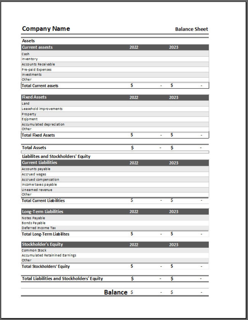 Simple Balance Sheet | Excel | Google Sheets | Easy to Use and ...