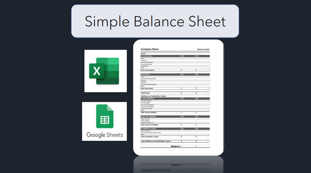 Simple Balance Sheet | Excel | Google Sheets | Easy to Use and ...
