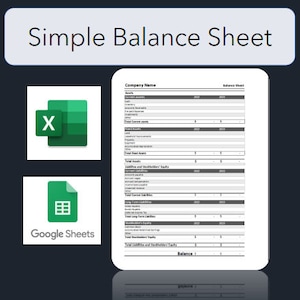 Simple Balance Sheet | Excel | Google Sheets | Easy to Use and ...