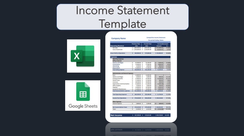 Income Statement Template (excel & Google Sheets) - Etsy