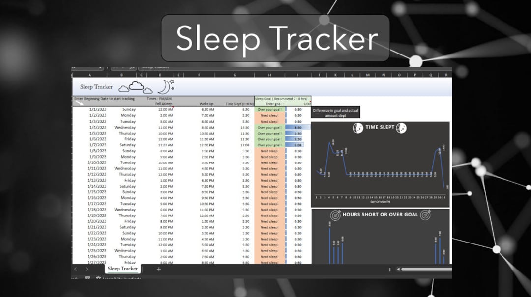 Sleep Tracker (excel) - Etsy