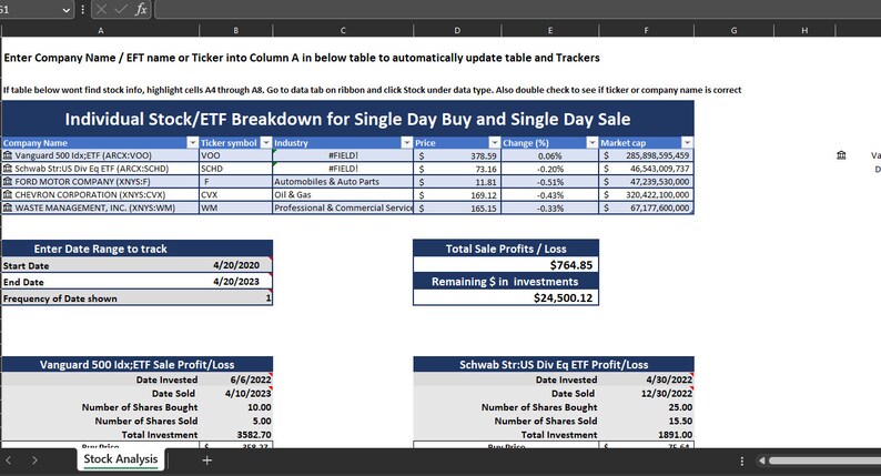 Stock Trade Tracker | Simple to Use | Track Stocks | Excel - Etsy