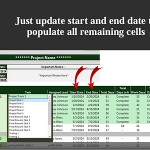 Project Tracker | Simple Project Management | Excel & Google Sheets - Etsy