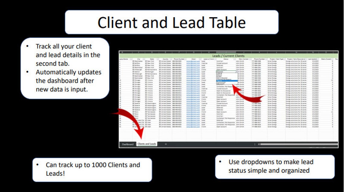 Leads & Client Tracker excel - Etsy