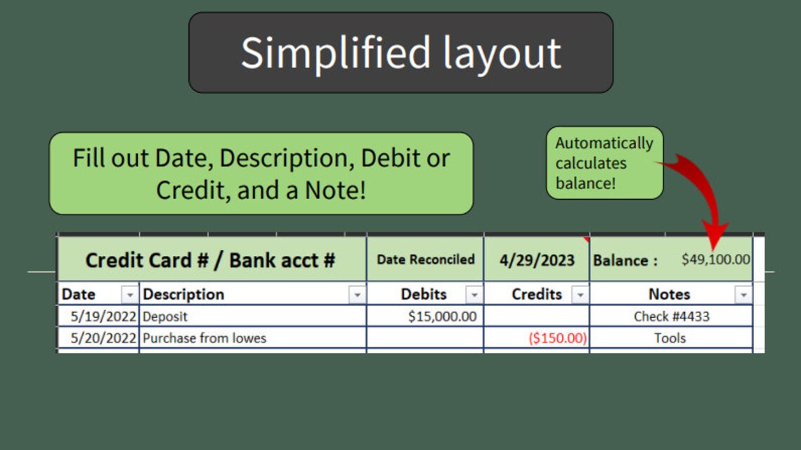 Simple Reconciliation / Transaction Tracker Sheet (excel & Google ...