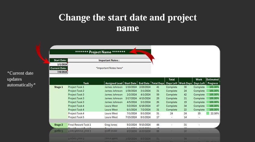 Project Tracker | Simple Project Management | Excel & Google Sheets - Etsy