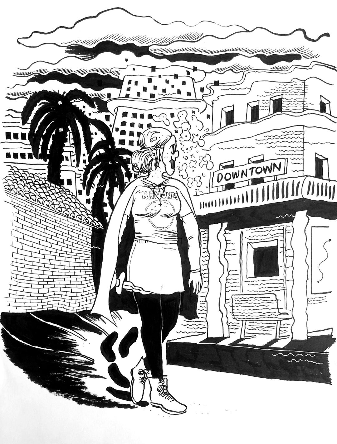 Downtown Original Drawing - Etsy