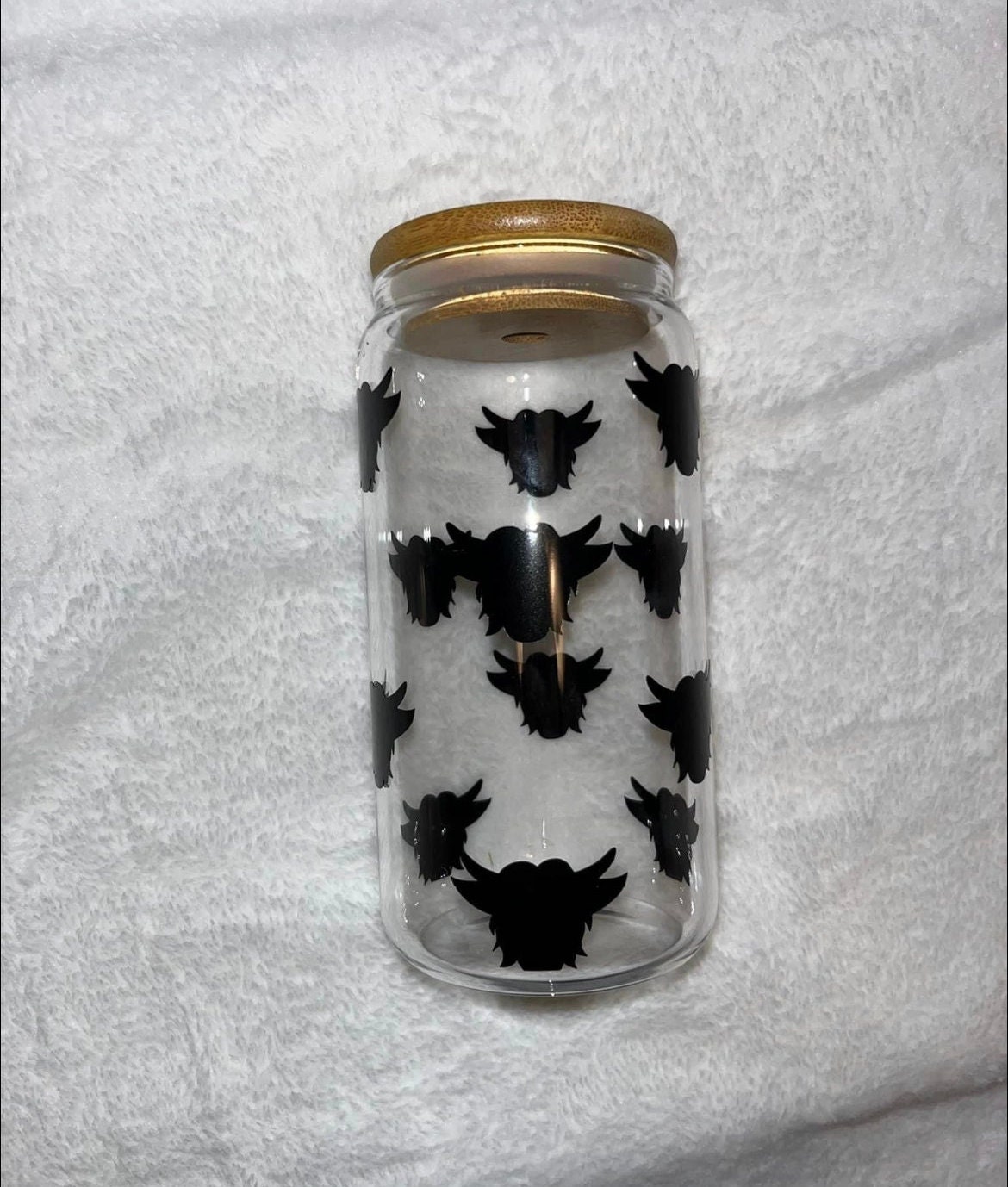 Highland Cow Glass Can - Etsy