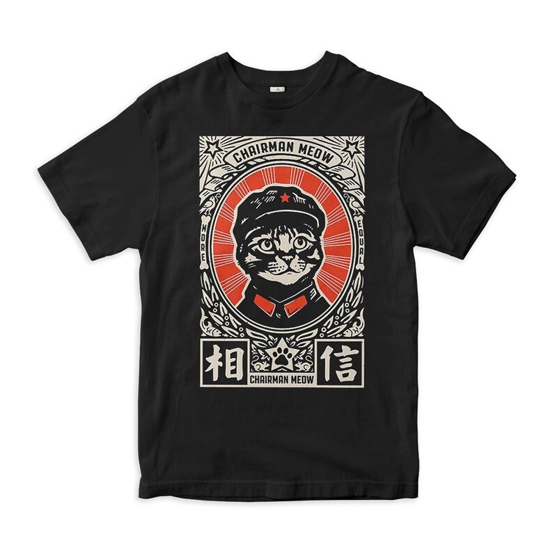 Chairman Meow Cat Mao Zedong T-shirt, 100% Cotton Tee, Men's Women's ...